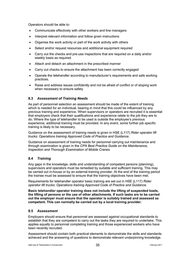 The Safe use of Telehandlers In Construction 110210 A | PDF