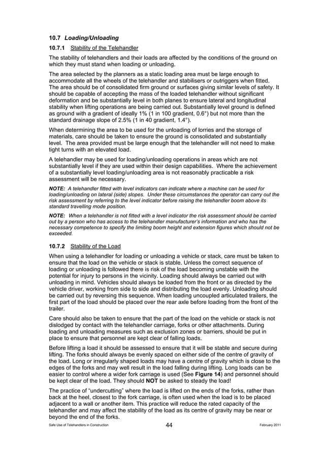The Safe use of Telehandlers In Construction 110210 A | PDF