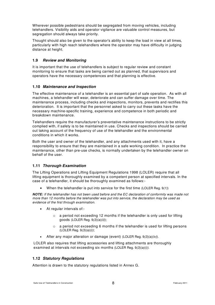 The Safe use of Telehandlers In Construction 110210 A