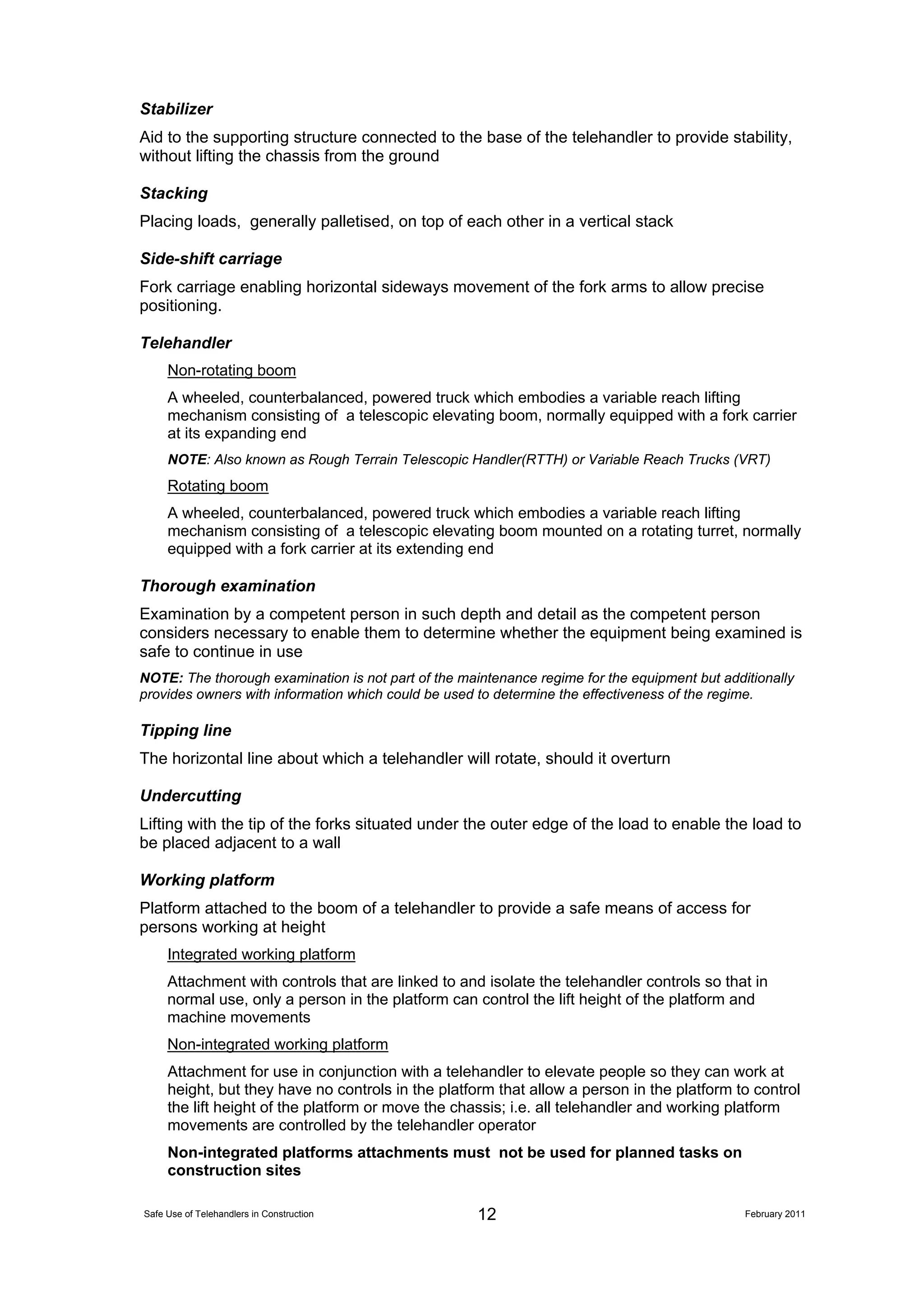 Sfpsg the safe use of telehandlers in construction 110210 a | PDF