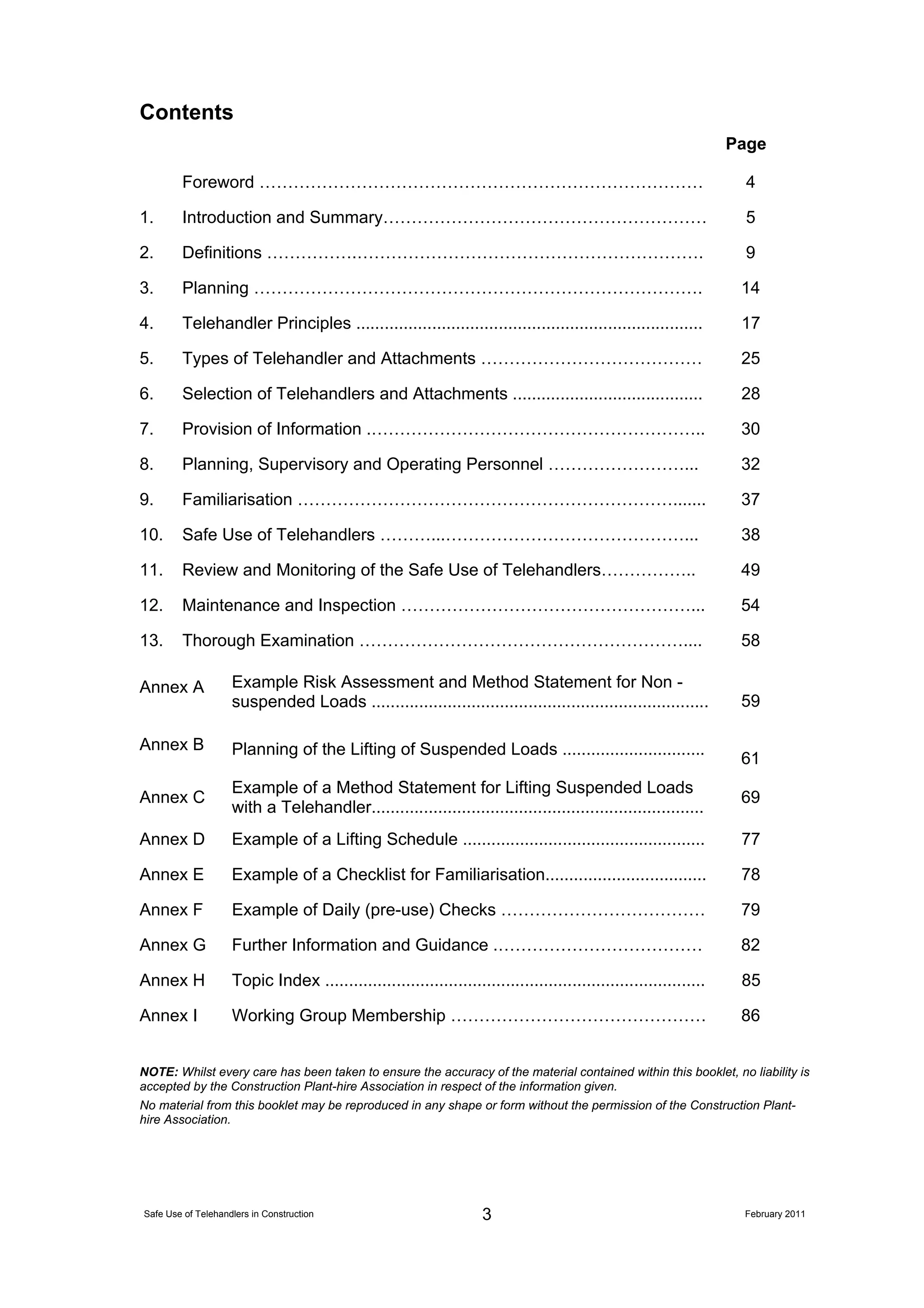 Sfpsg the safe use of telehandlers in construction 110210 a | PDF