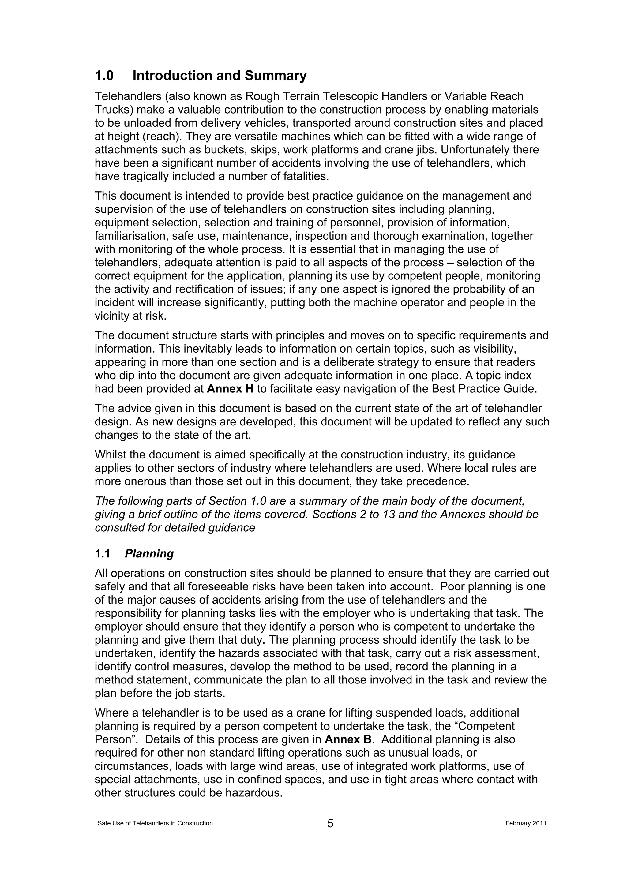 Sfpsg the safe use of telehandlers in construction 110210 a | PDF