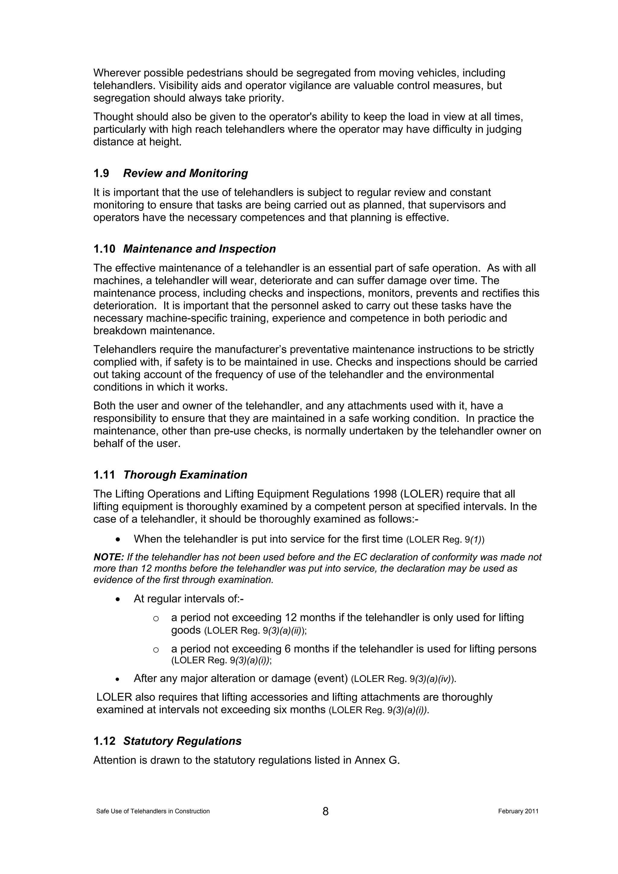 Sfpsg the safe use of telehandlers in construction 110210 a | PDF