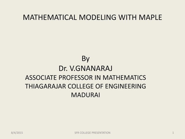 Mathematical Modeling With Maple | PPTX