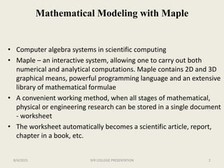 Mathematical Modeling With Maple | PPTX