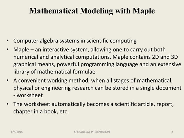 Mathematical Modeling With Maple | PPTX