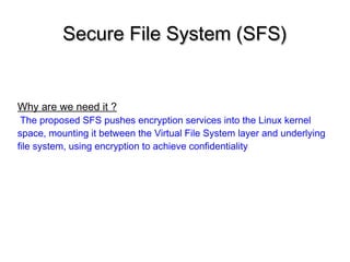 SFS (Secure File System) | PPT