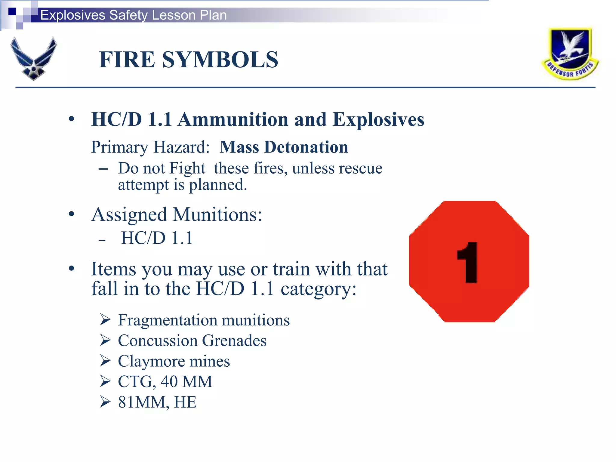SFS CATMS Explosives Safety Lesson Plan | PPTX