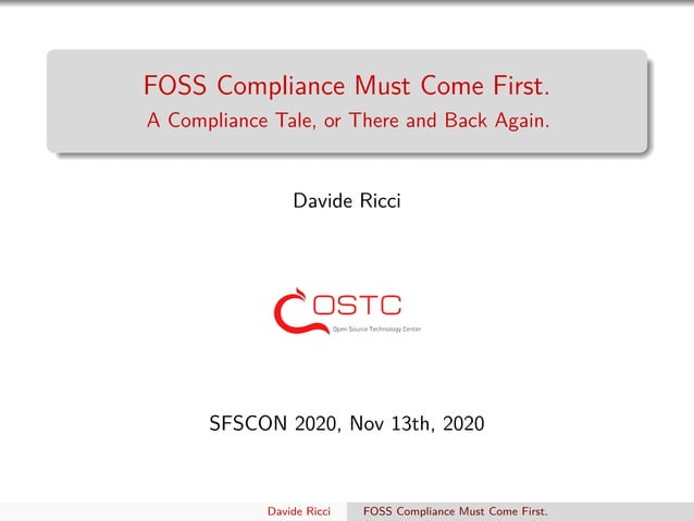 SFScon 2020 - Davide Ricci - FOSS management and license compliance ...