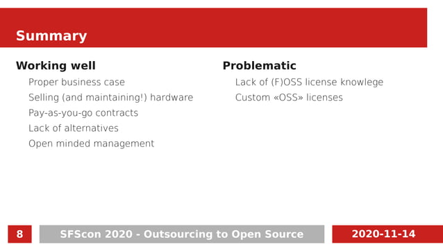 SFScon 2020 - Reto Schneider - Outsourcing to Open Source | PDF