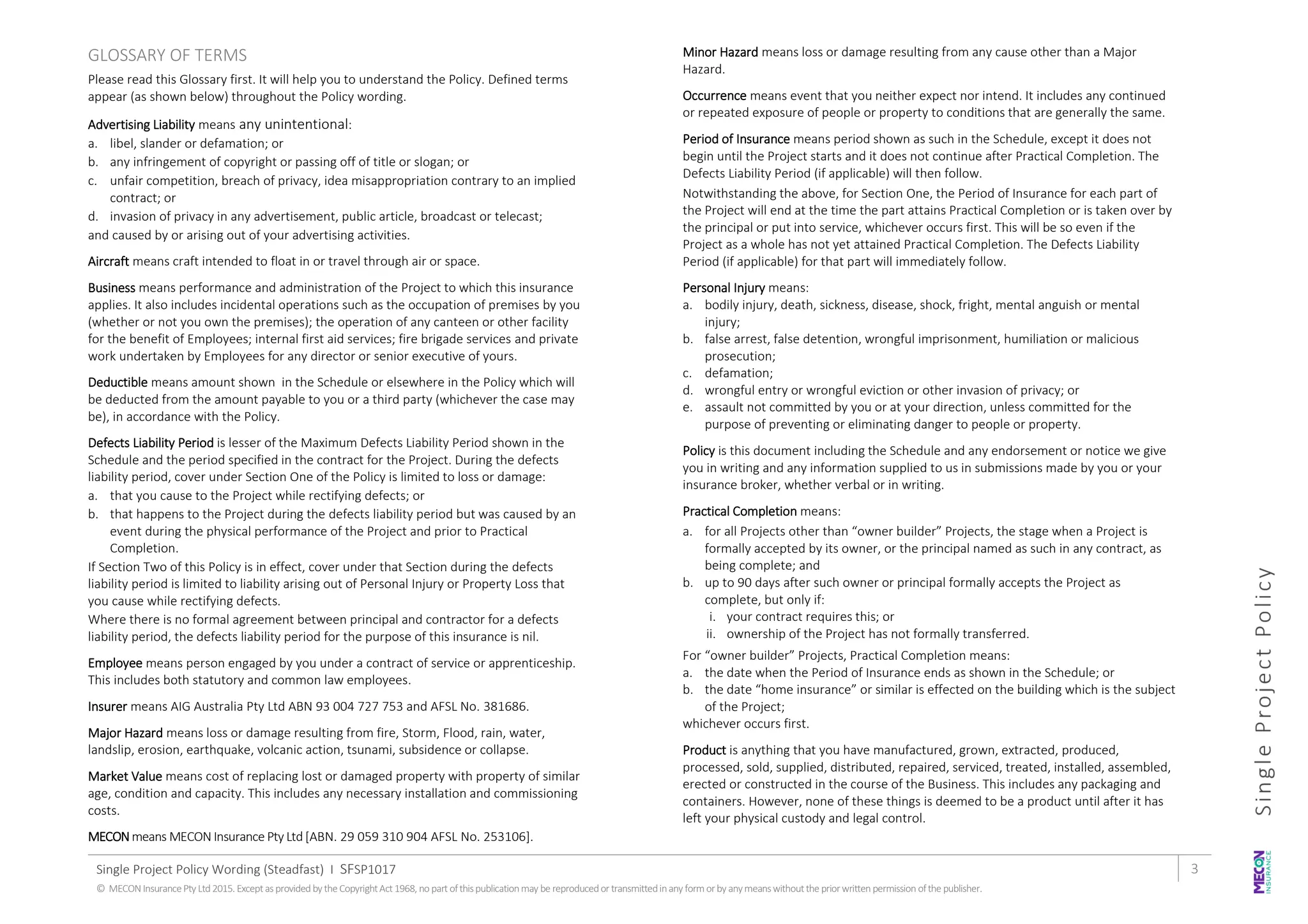 Steadfast Single Project Policy | PPT