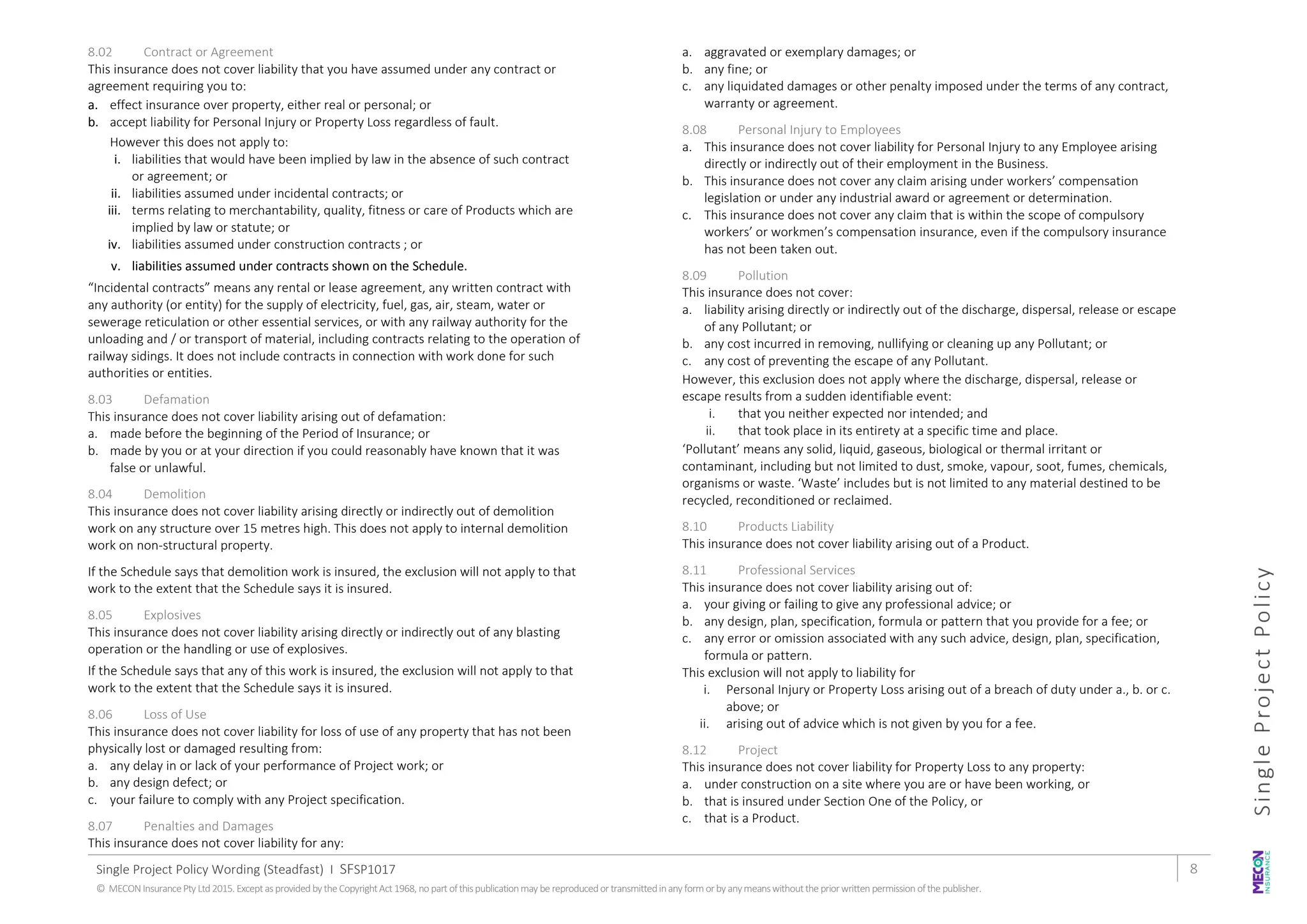 Steadfast Single Project Policy | PDF