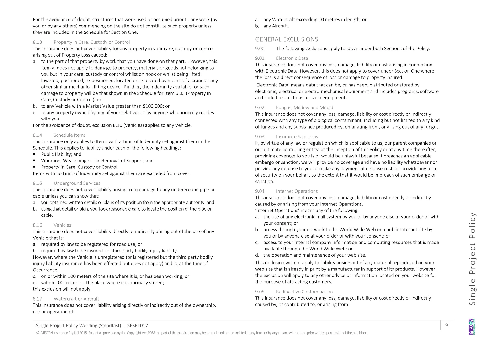 Steadfast Single Project Policy | PDF