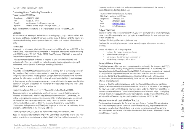 Steadfast Single Project Policy | PPT