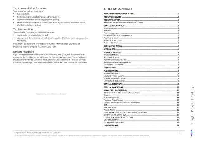 Steadfast Single Project Policy | PPT