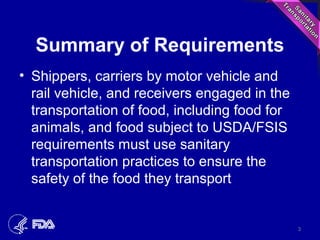 Sanitary Transportation of Human and Animal Food | PPT