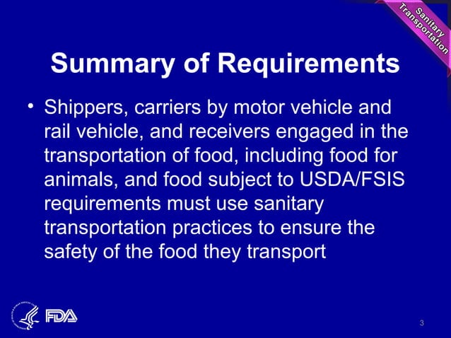 Sanitary Transportation of Human and Animal Food | PPT