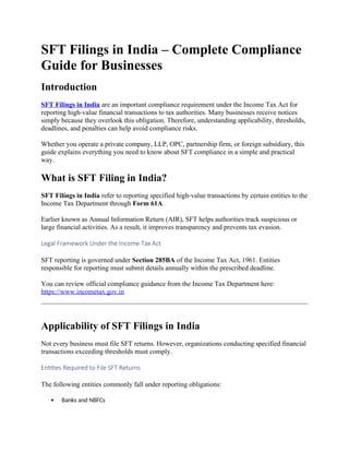 Comprehensive Guide to SFT Filings in India for Business Compliance | DOCX