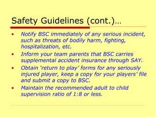 2012 Brookside Soccer Coaches' Safety Presentation | PPT
