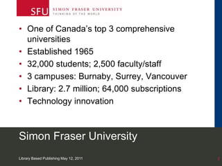 SFU Library Library Based Publishing.ppt