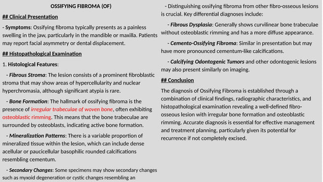 Ossifying Fibroma Histopathologicap details | PPT