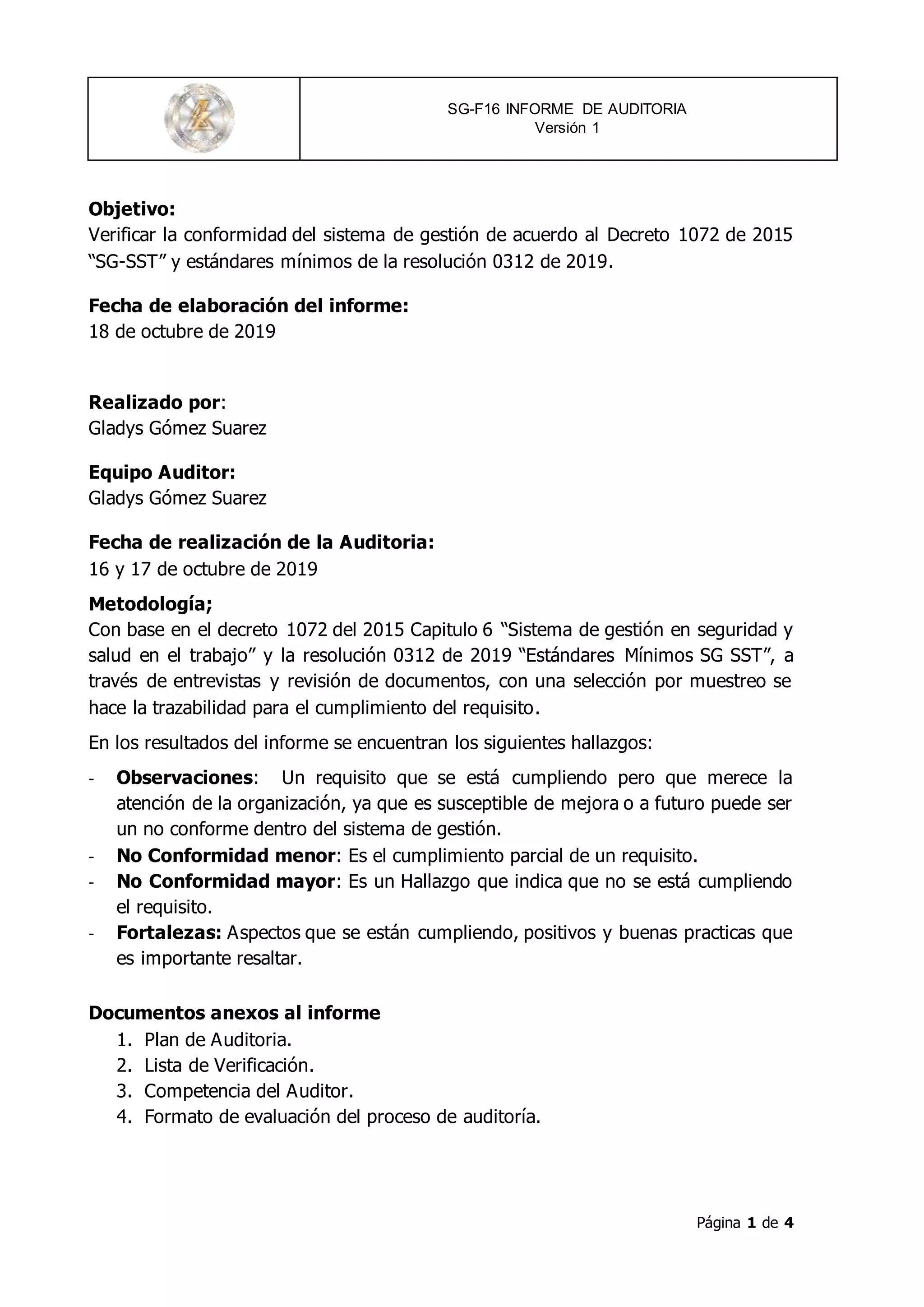 Sg f16 informe tratamiento de hallazgos | DOCX
