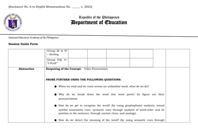 SG-PHONICS-WORD-RECOGNITION SLAC SESSION-1.docx | Educational ...