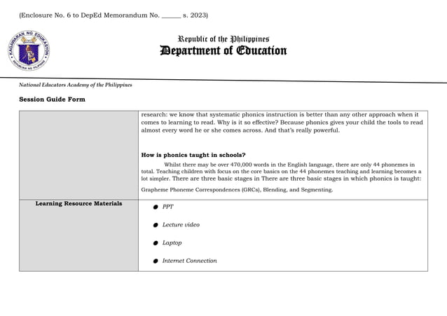 SG-PHONICS-WORD-RECOGNITION SLAC SESSION-1.docx | Educational ...