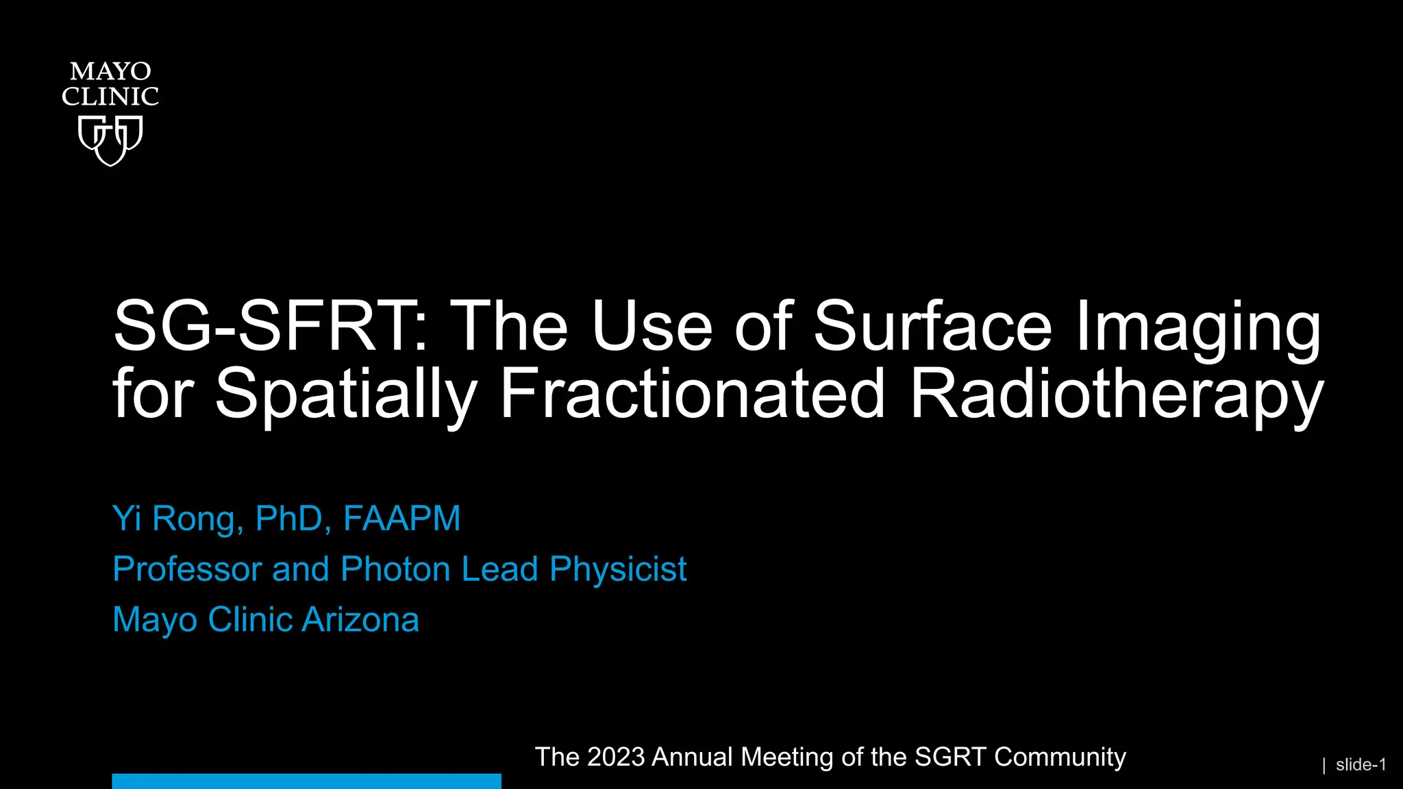 SG-SFRT The use of surface imaging for spatially fractionated ...