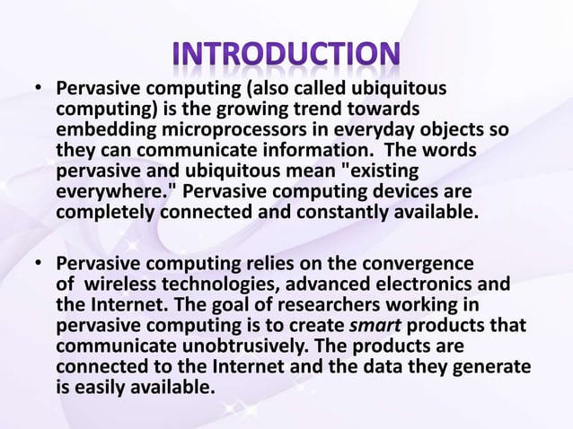 Pervasive Computing | PPTX | Computing | Technology & Computing
