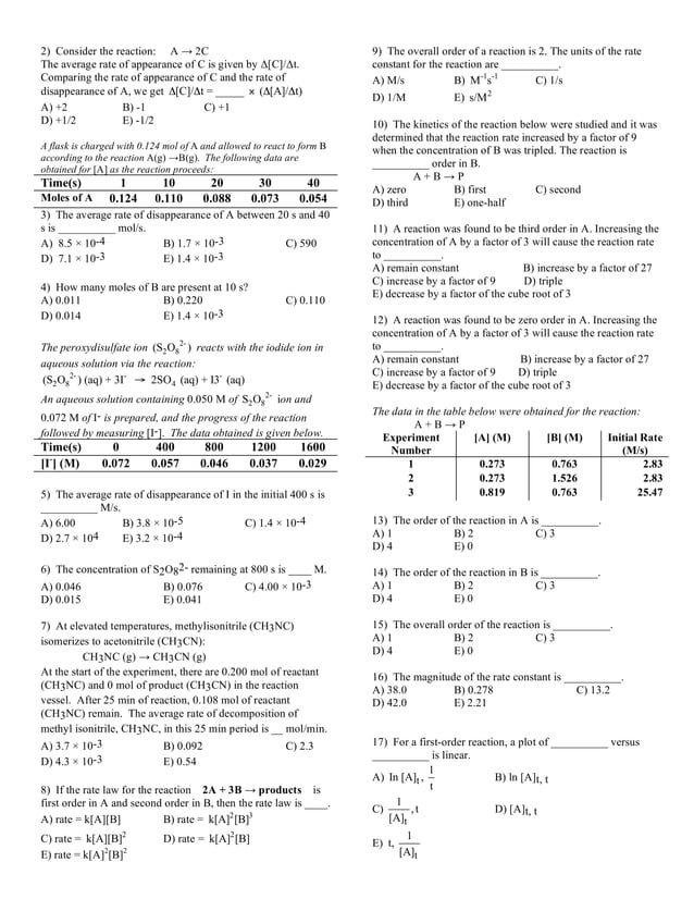 AP Chemistry Study Guide- Kinetics | PDF | Chemistry | Science
