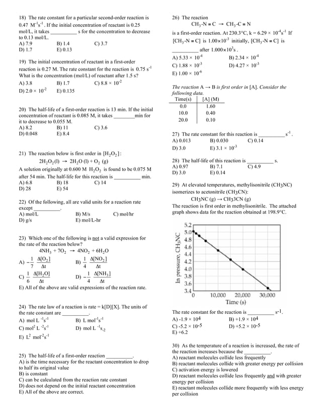 AP Chemistry Study Guide- Kinetics | PDF | Chemistry | Science