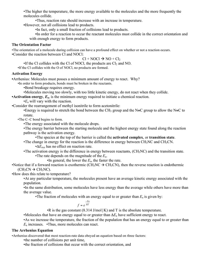 AP Chemistry Study Guide- Kinetics | PDF | Chemistry | Science