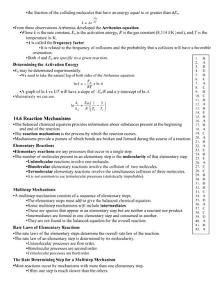 AP Chemistry Study Guide- Kinetics | PDF