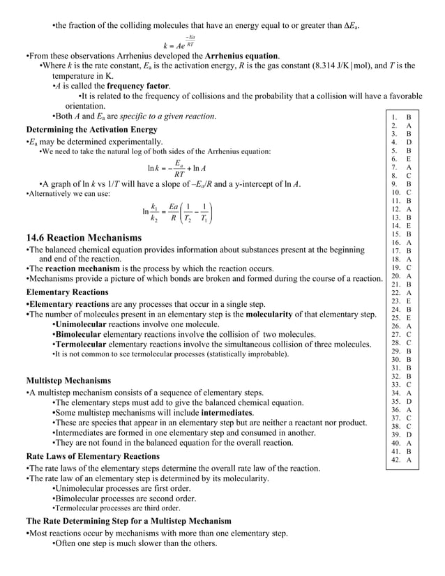 AP Chemistry Study Guide- Kinetics | PDF | Chemistry | Science