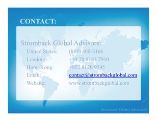 Stromback Global Advisors Overview | PPT