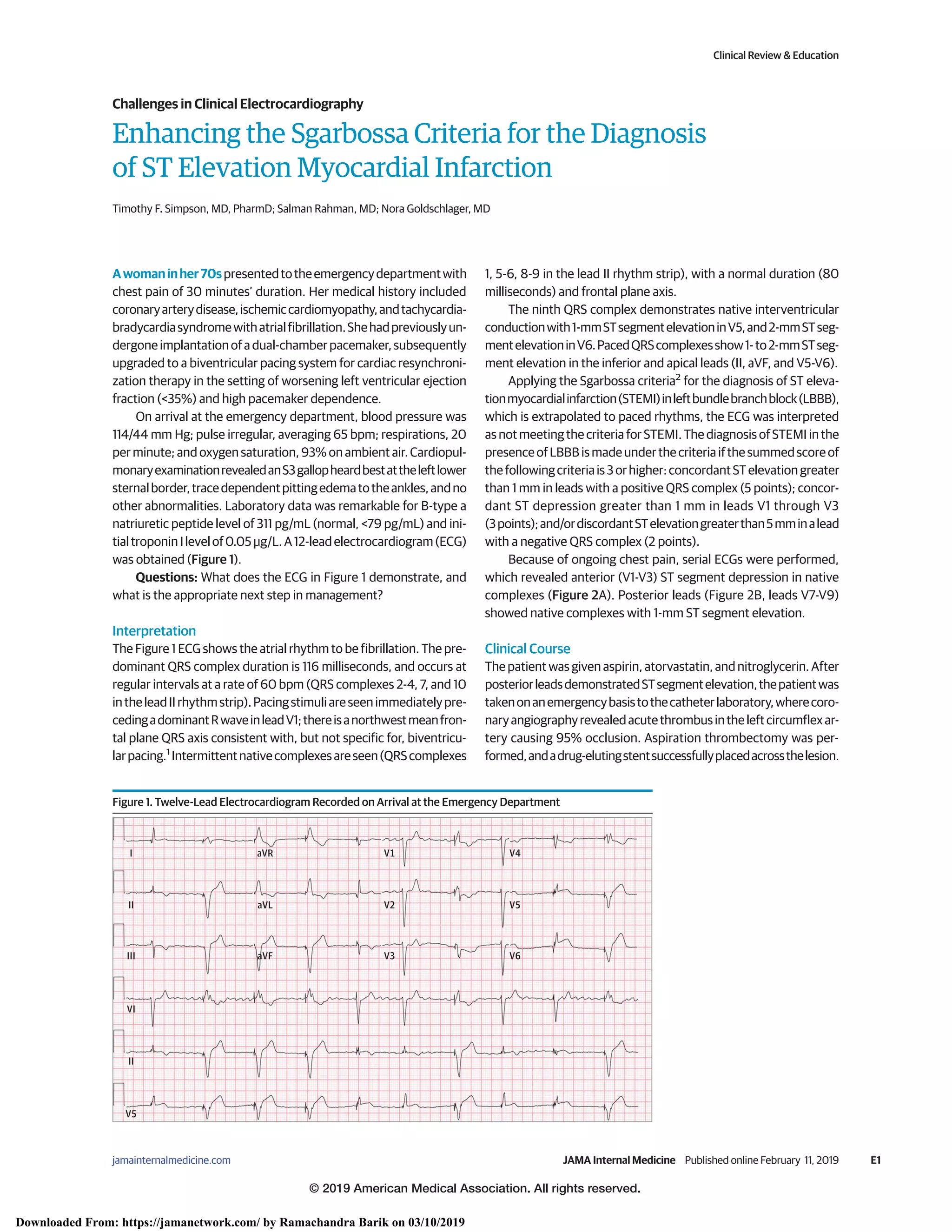 Sgarbossa criteria for the diagnosis of st elevation myocardial ...