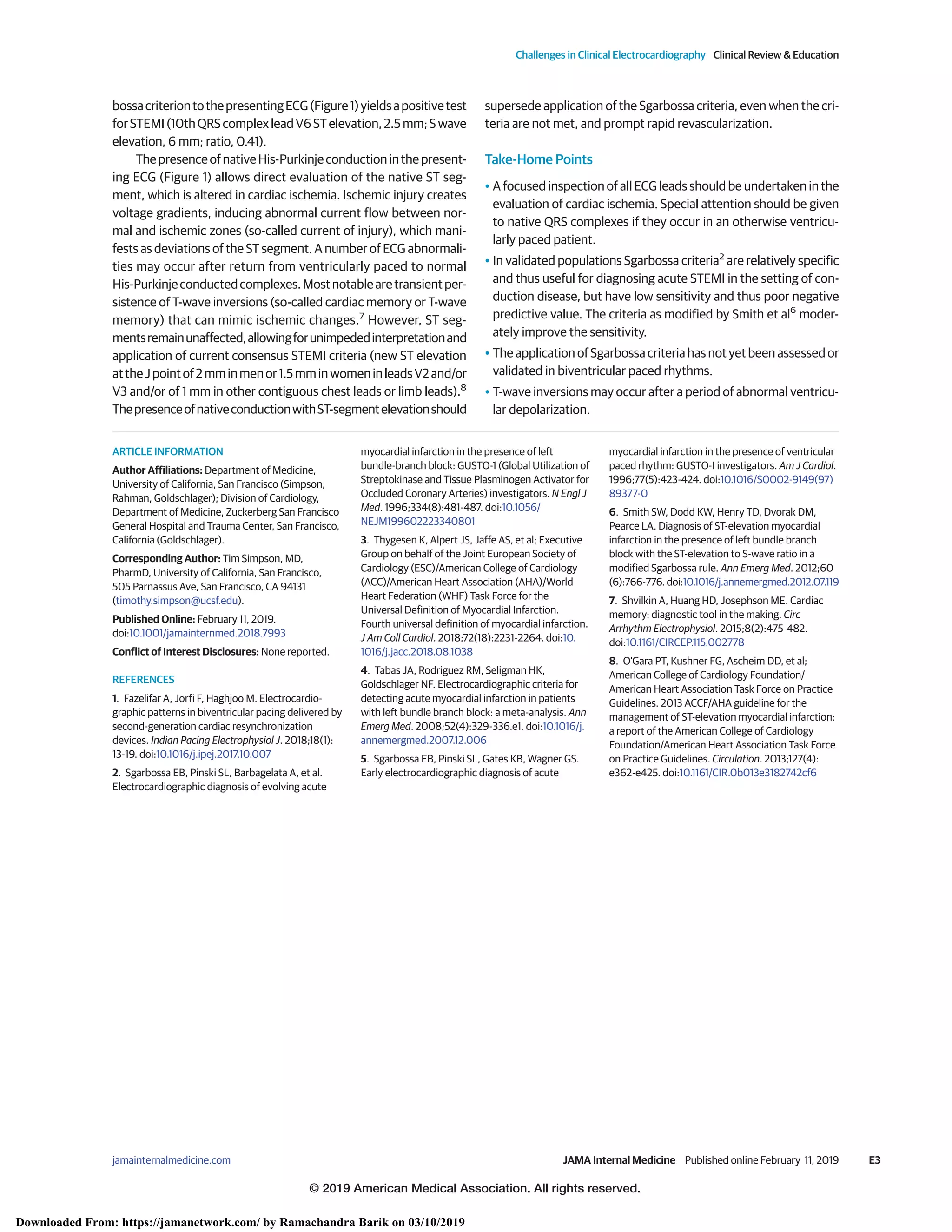 Sgarbossa criteria for the diagnosis of st elevation myocardial ...