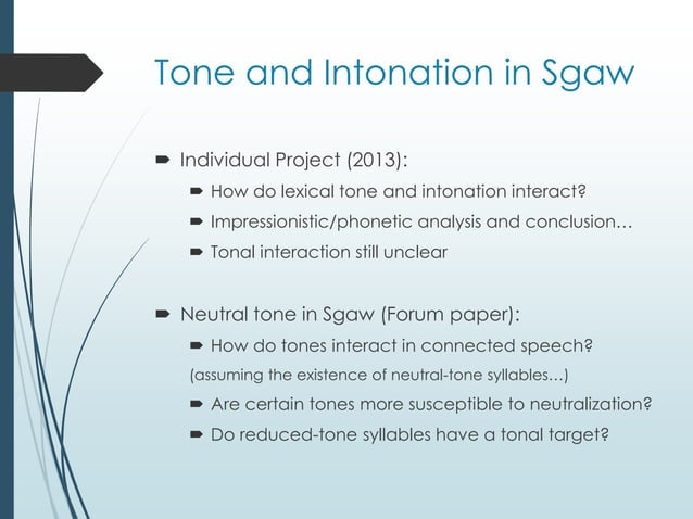 Sgaw Tone and Intonation | PPT