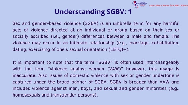 Sexual and Gender-Based Violence - Definition, Identification, Causes ...