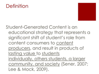 Student Generated Content and Guidelines to Students | PPTX | Internet ...