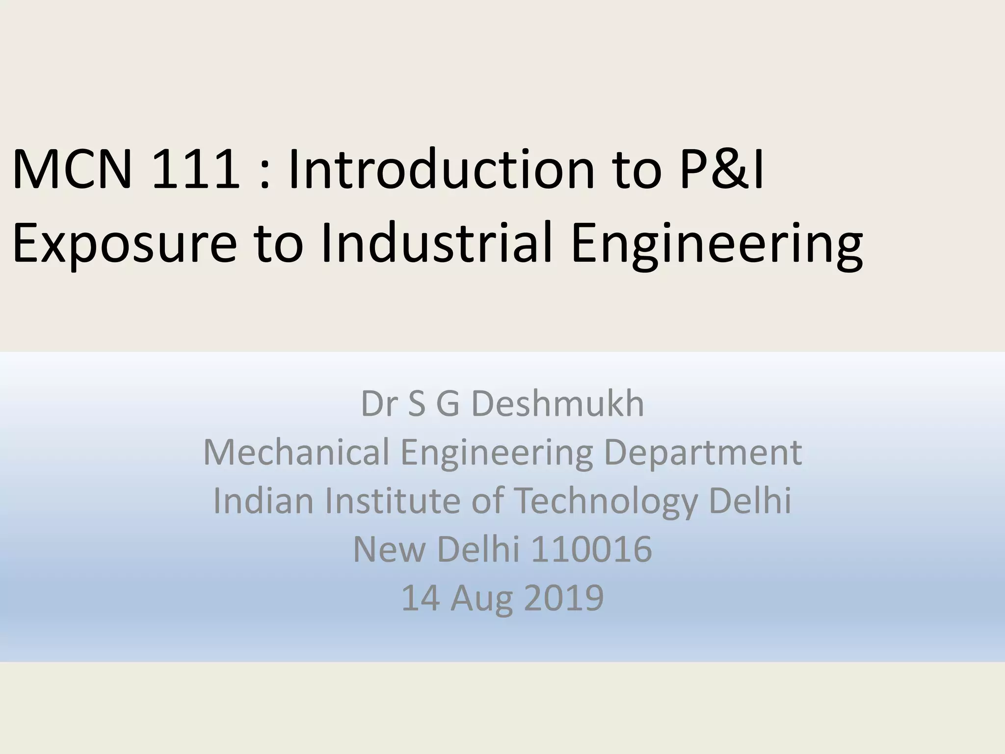 Basics of Industrial Engineering | PDF