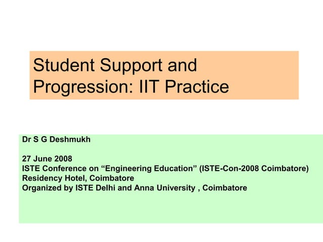 Sgd student-support-service-iitd-experience (1) | PPT