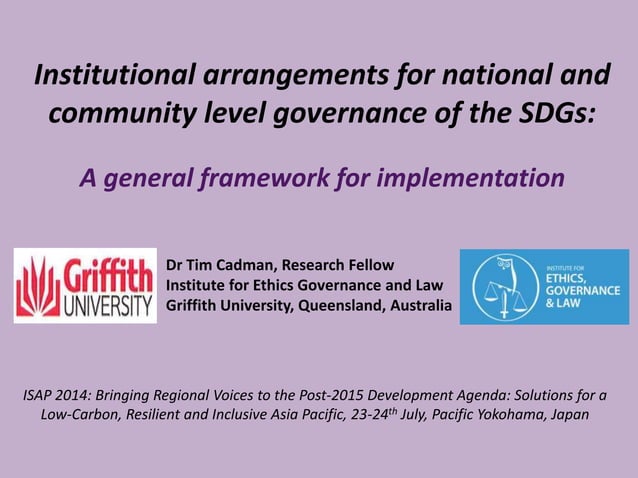 Institutional arrangements for national and community level governance ...