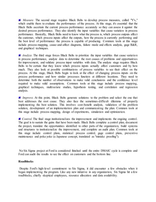 six sigma implementation in ford and sony | DOCX