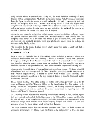 six sigma implementation in ford and sony | DOCX
