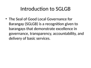 Seal of Good Local Governance for the Barangay Presentation.pptx