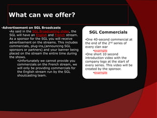 SGL Season 3 Sponsorship Presentation | PPT