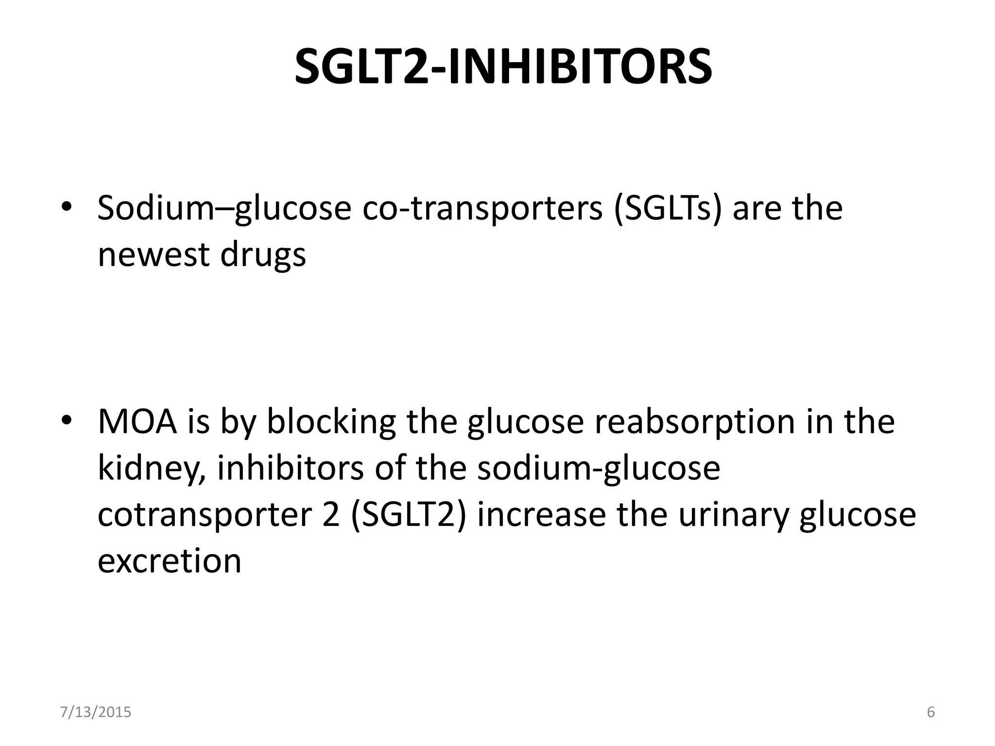 Sodium glucose co transporter( SGLT2) Inhibitors | PPTX
