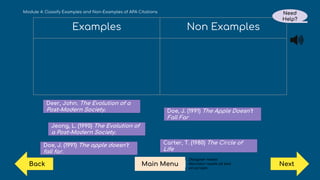 Classify Examples and Non Examples of APA Citations | PPTX